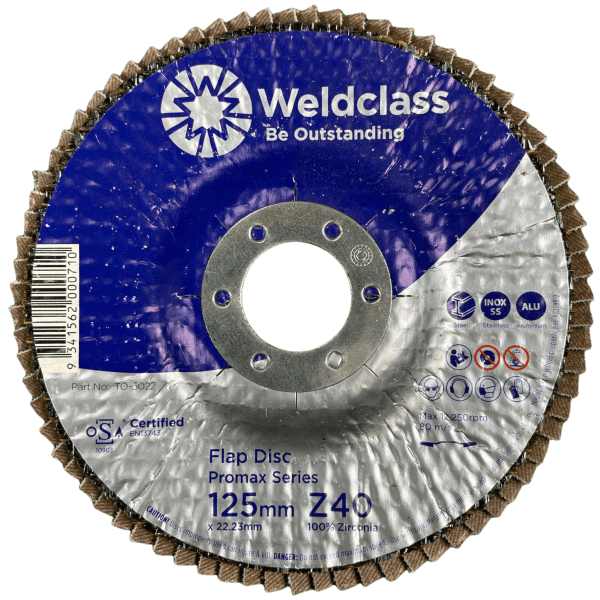 WELDCLASS FLAP DISC 125MM 40GRIT | QWS - Welding Supply Solutions